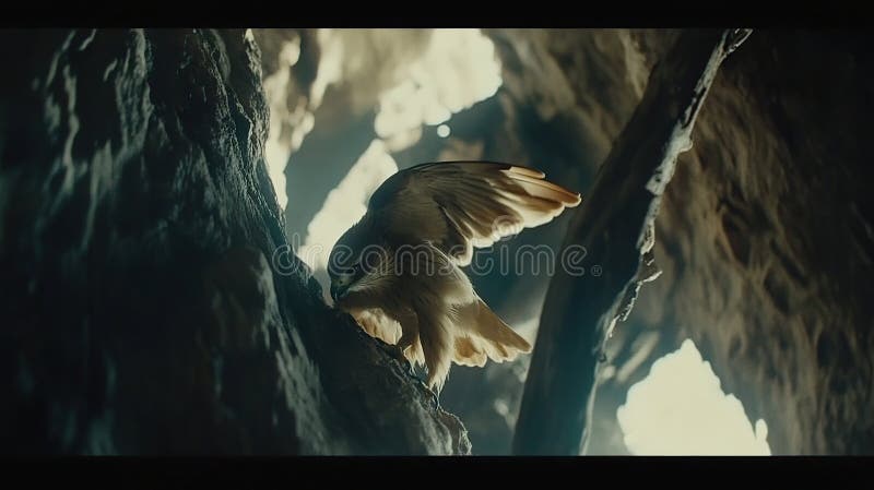 Hawk Taking Flight from Cave, Sunlight, Nature, Wildlife Documentary ...