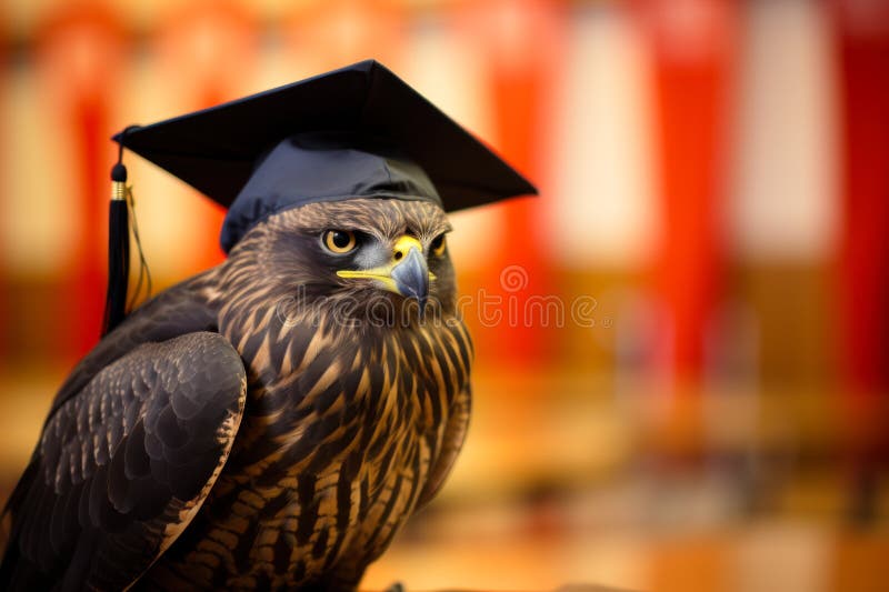 Hawk Wearing Graduation Cap Concept. Stock Photo - Image of achievement ...
