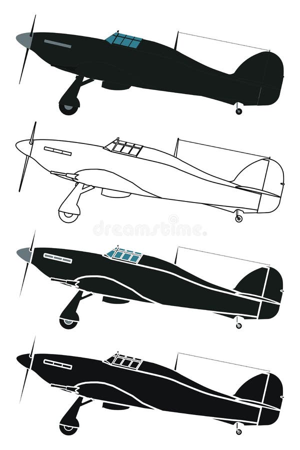 Hawker Hurricane in Right View Stock Vector - Illustration of aircraft ...