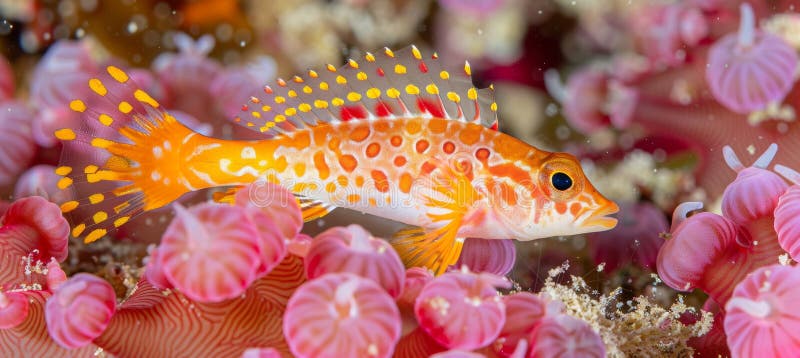 Hawkfish Gracefully Navigating Vibrant Corals in a Captivating ...