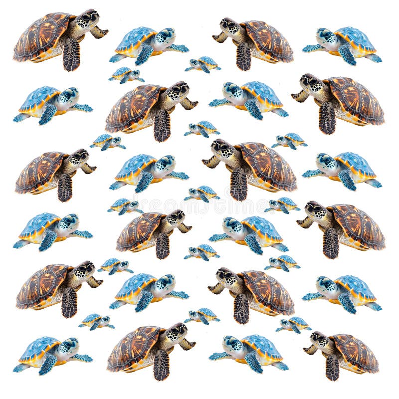 Hawksbill Turtle from Different Angles Stock Illustration ...
