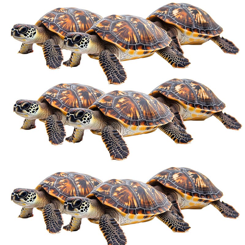 Hawksbill Turtle Swimming Isolated on White Stock Illustration ...