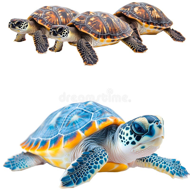 Hawksbill Turtles Isolated on White Background Stock Illustration ...