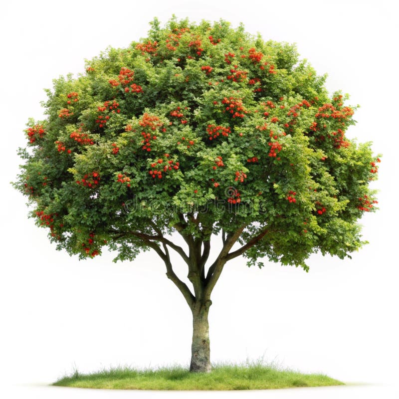Hawthorn Tree Isolated on Transparent Background Stock Illustration ...