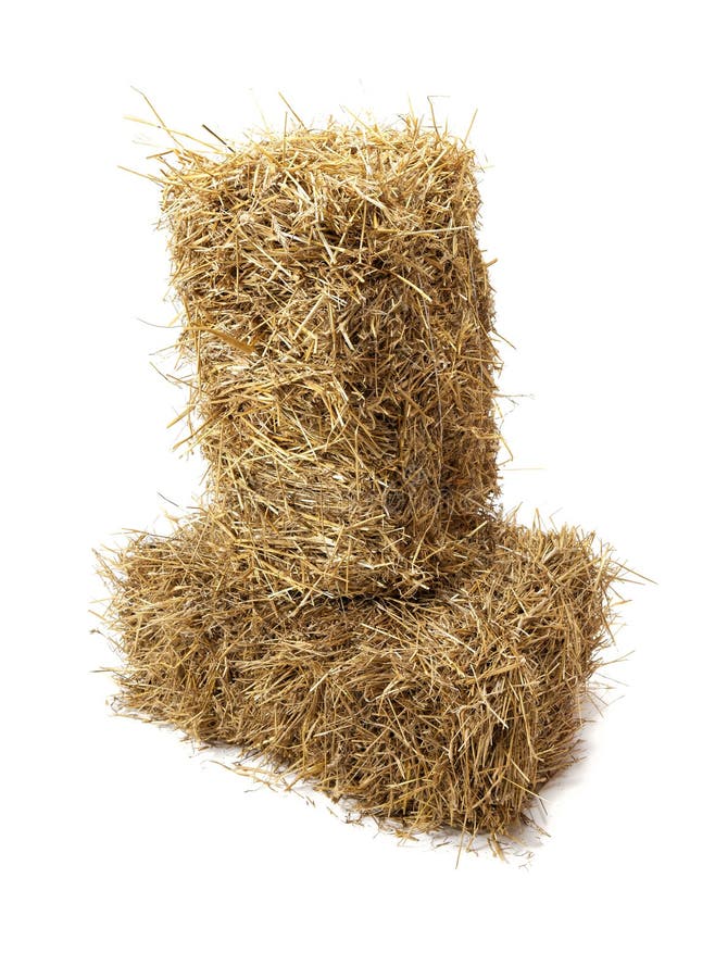 Cowboy Farmer Straw Hat on Hay Bale Over White Stock Photo - Image of ...