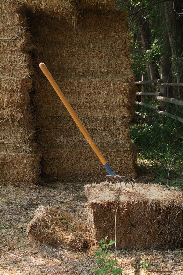 Hay Bails and Pitch Fork stock image. Image of ranch, cattle - 5774559