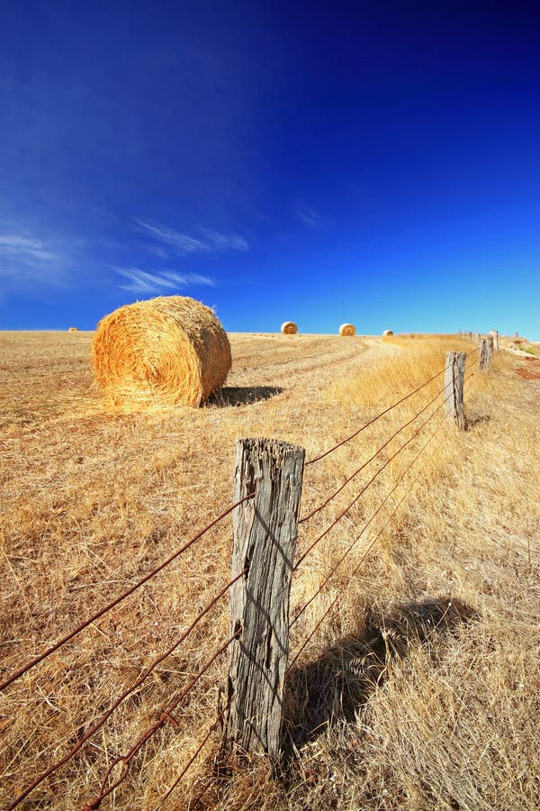 Hay Bale and Fence Post stock photo. Image of crop, weathered - 6687762