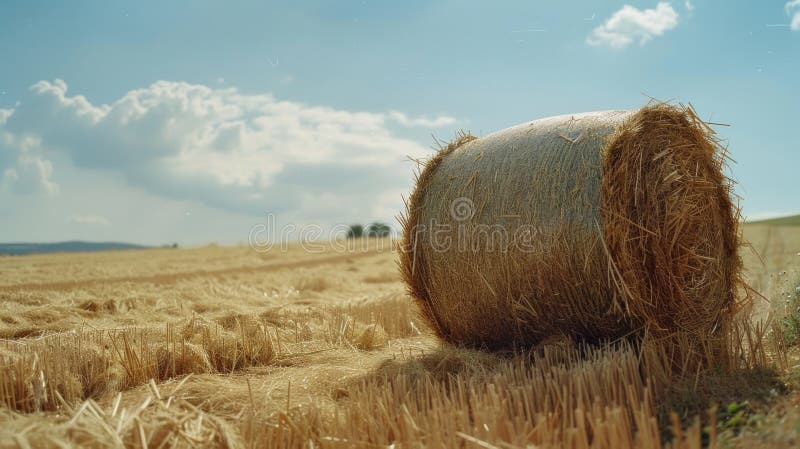 Hay bale in field stock image. Image of serene, grain - 375071157