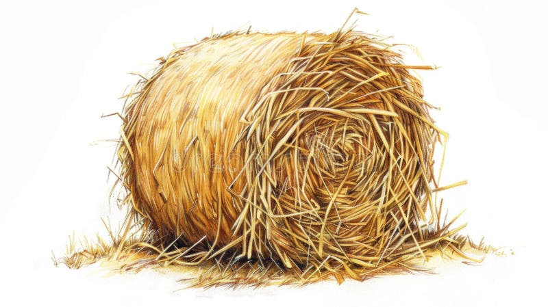 Hay Bale on White Background Stock Image - Image of bale, beige: 375225465