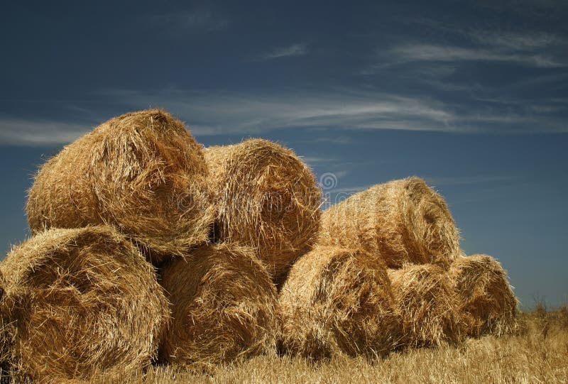 Hay Bales at Night stock image. Image of grain, field - 29031819