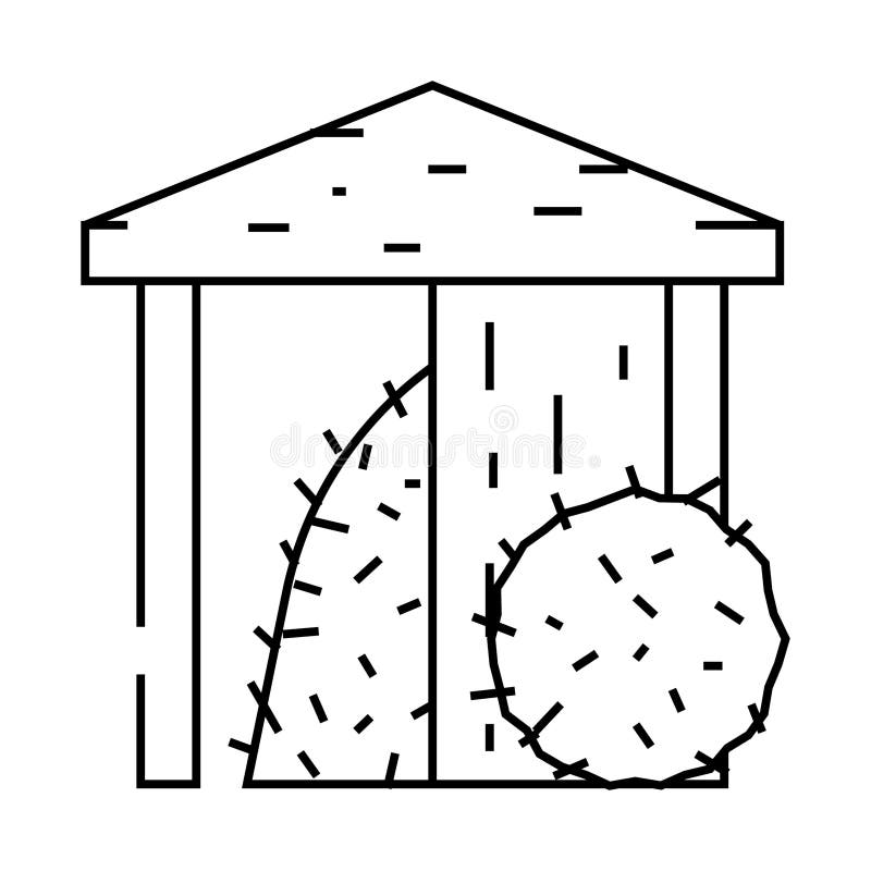 Hay in Barn Line Icon Vector Illustration Stock Vector - Illustration ...