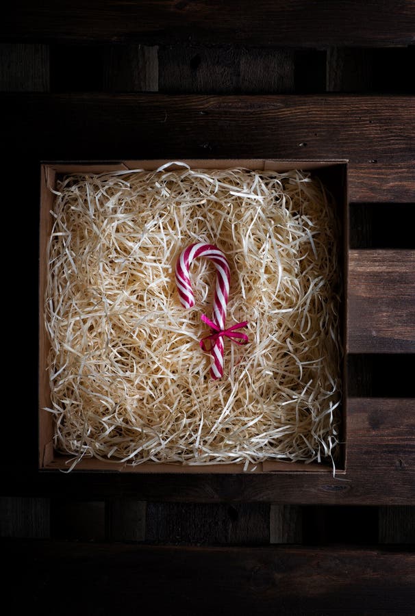 Hay in Box with a Candy Cane Stock Photo - Image of year, rural: 68501982