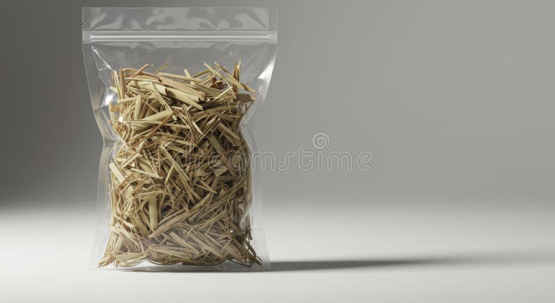 Hay in Plastic Bag Packaging on White Background for Product Mockup ...