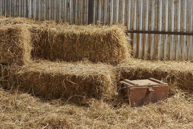 Hay stacks in barn house stock image. Image of feed - 129185529