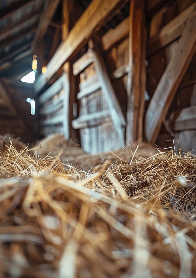 Hay and Straw in Barn. a Close-up Photo of Hay in an Old Barn Stock ...