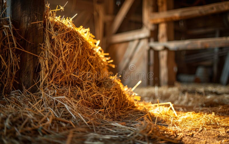 Hay and Straw in Barn. a Pile of Hay in the Barn Stock Image - Image of ...