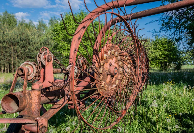 Hay turner in Poland stock image. Image of village, poland - 77656685