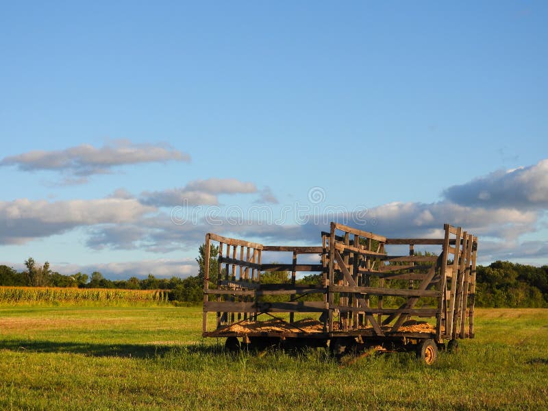Hay Wagons Left in Recently Harvested FingerLakes NYS Crop Field Stock ...