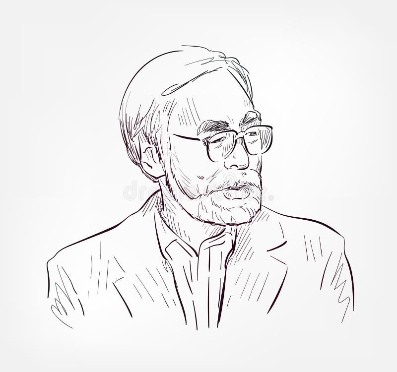 Hayao Miyazaki Vector Sketch Portrait Face Famous Editorial Stock Image ...