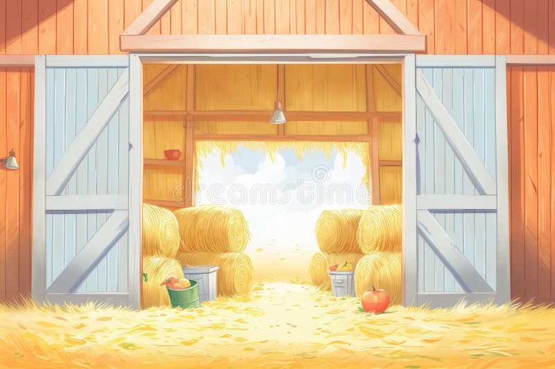 Hayloft Door Wide Open, Revealing a Bounty of Straw Inside Stock Image ...