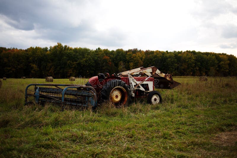 Haymaker Tractor Working on a Field during Daytime Stock Image - Image ...