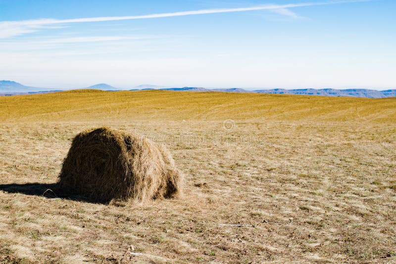 Haystack in Autumn Field, Mountains Stock Photo - Image of panorama ...