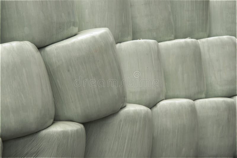 Haystack Big Bales Packaging in Plastic Stock Image - Image of food ...
