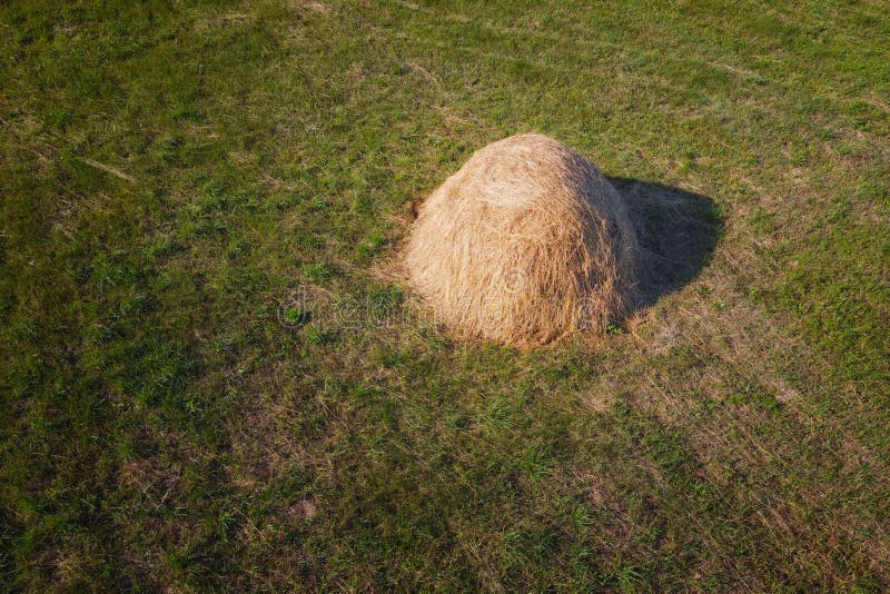 Haystack in a Farm Field on a Warm Summer Day, Top View. Landscape from ...
