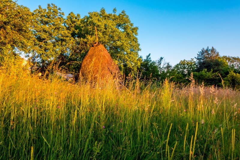 Haystack in the field stock photo. Image of nature, peace - 42881804
