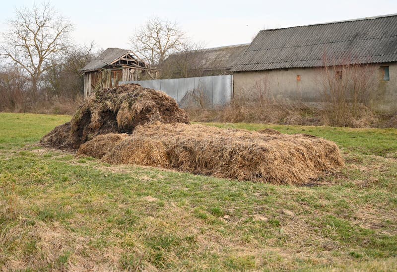 Haystack Positioned in a Rural Landscape Near an Old Barn Stock Photo ...