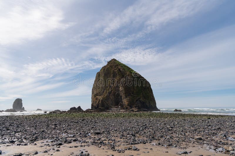 Haystack Rock on Cannon Beach Landscape, Oregon Usa Stock Photo - Image ...