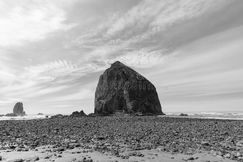 Haystack Rock on Cannon Beach Landscape, Oregon Usa Stock Photo - Image ...