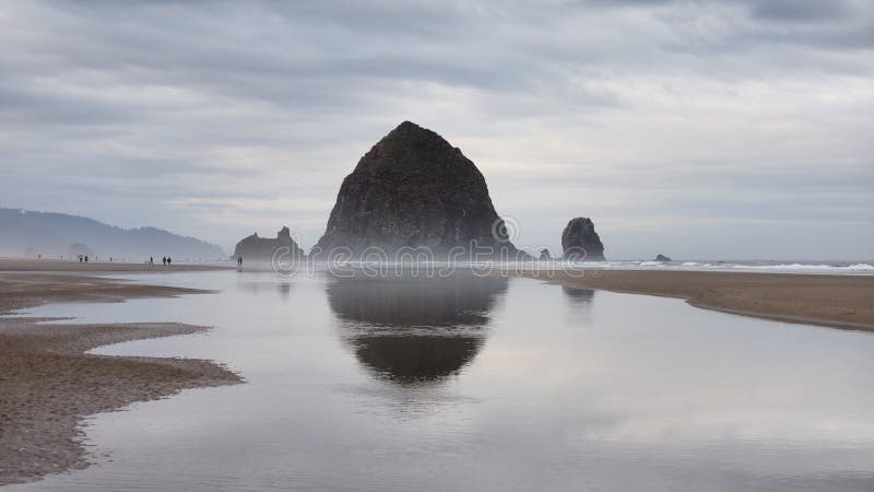 Haystack Rock on Cannon Beach, Oregon. Stock Image - Image of geology ...