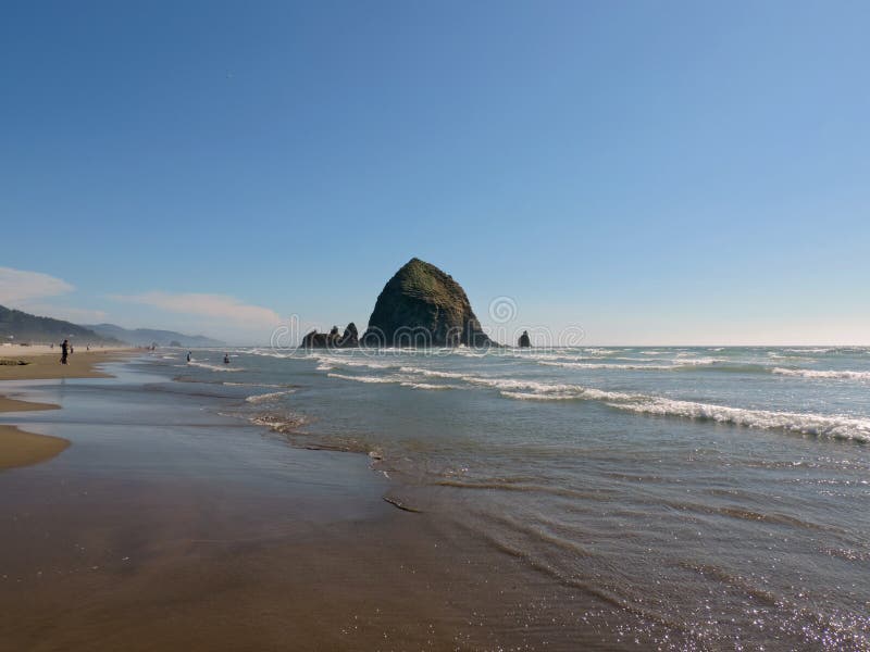 Haystack Rock stock image. Image of trees, water, beach - 54552133