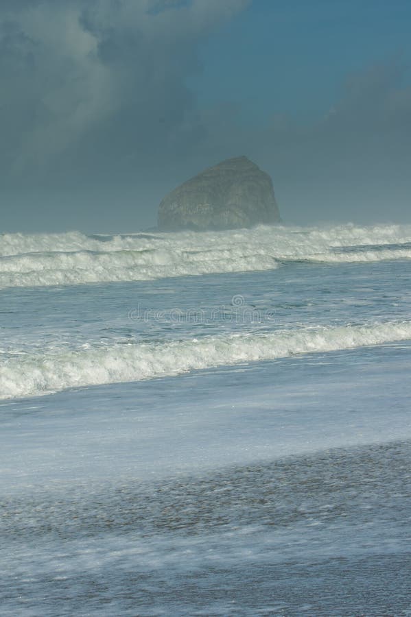 Haystack Rock at Pacific City Stock Image - Image of rocky, landscape ...