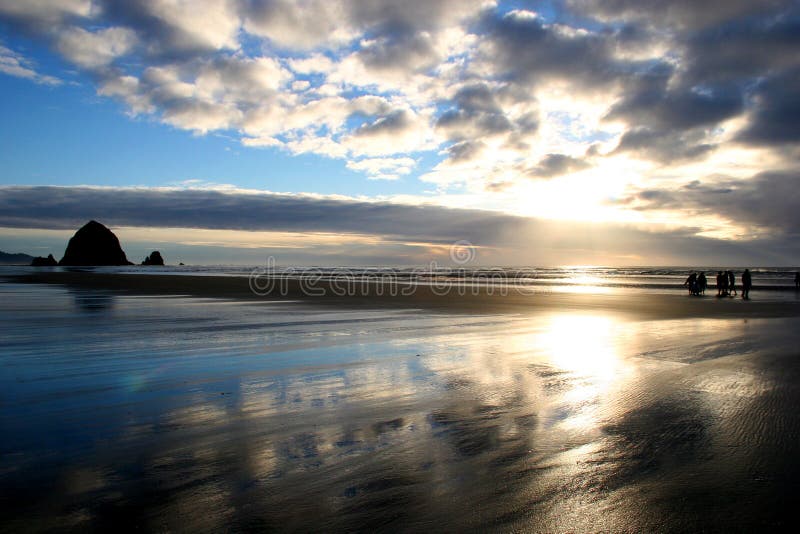 Haystack rock Sunset stock photo. Image of vacation, sunset - 10070466