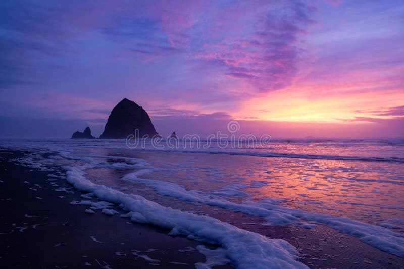 Haystack Rock from Ecola State Park Stock Photo - Image of fjord ...