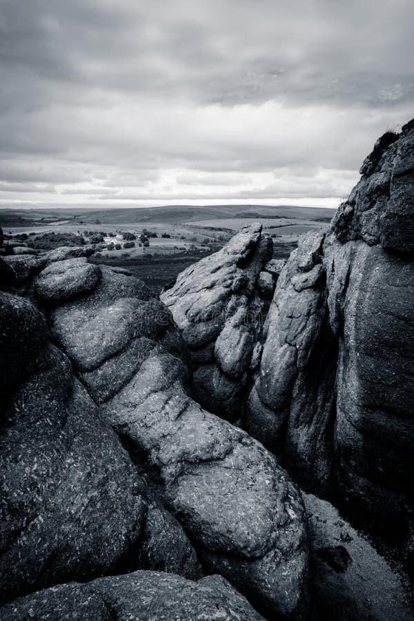 Haytor Rocks - Stone Formations Stock Photo - Image of formations, rain ...