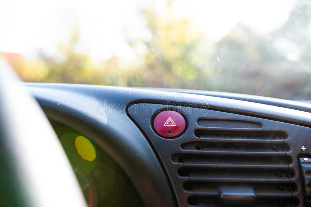 Hazard Lights Button in Focus on Old Car, Stock Photo - Image of ...