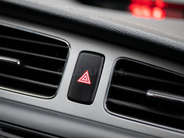 Hazard Lights Button on Panel of Auto. Concept of Hazard, Problem ...