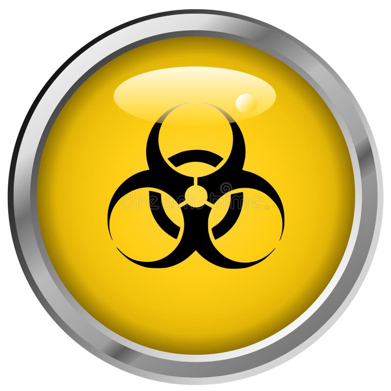 Hazard Metalic Button stock vector. Illustration of precaution - 9190787