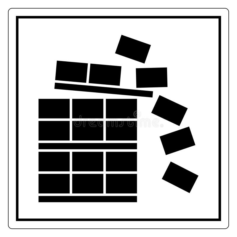 Hazard Sign Featuring Unstable Load Warning with Falling Blocks and ...