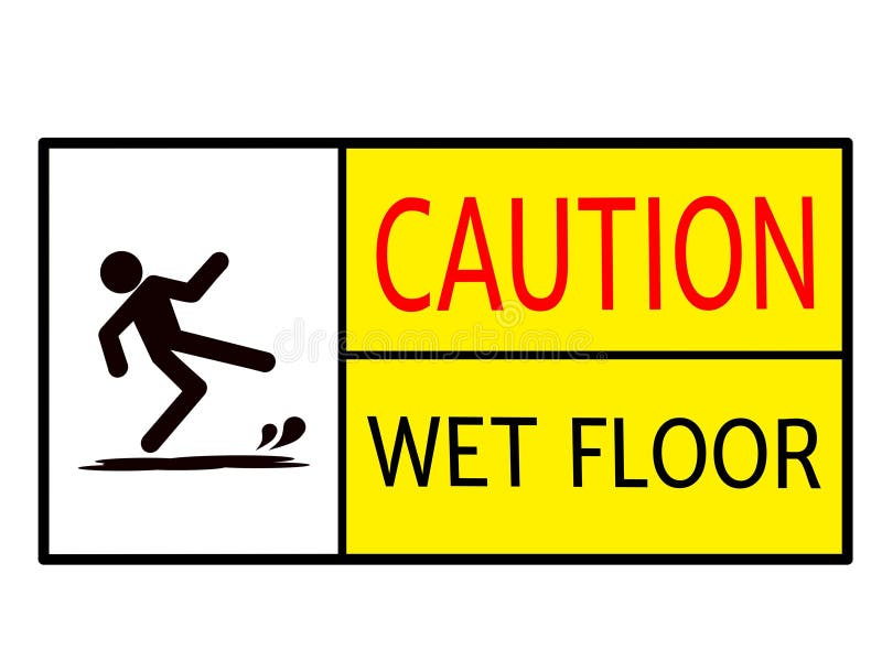 Hazard Slippery Surface Wet Floor Sign, Vector Illustration Isolated on ...