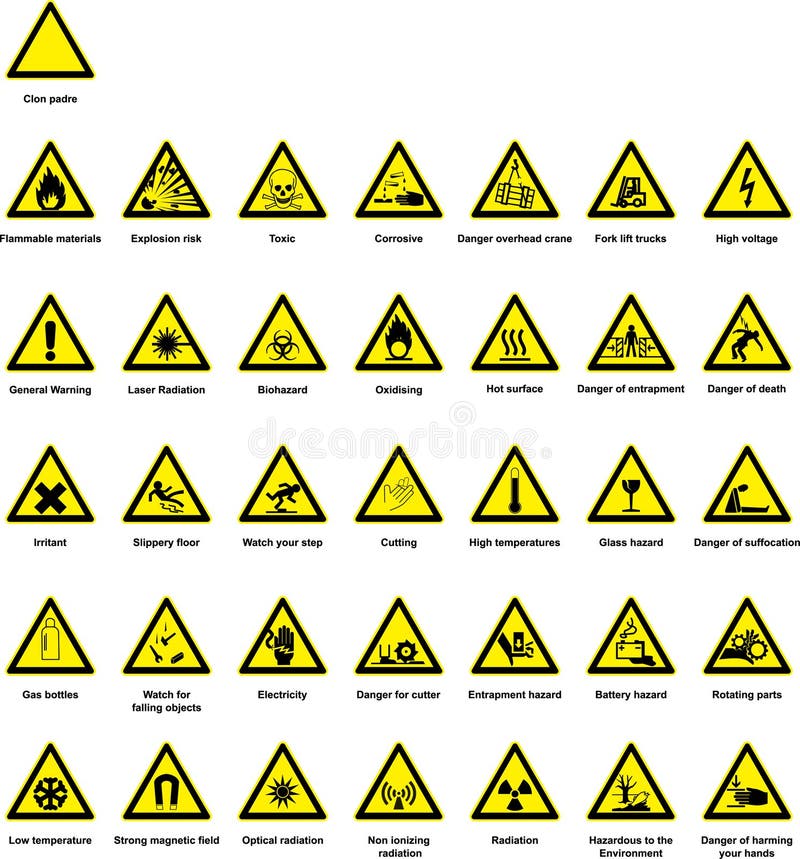 Hazard symbols stock vector. Illustration of background - 13405505