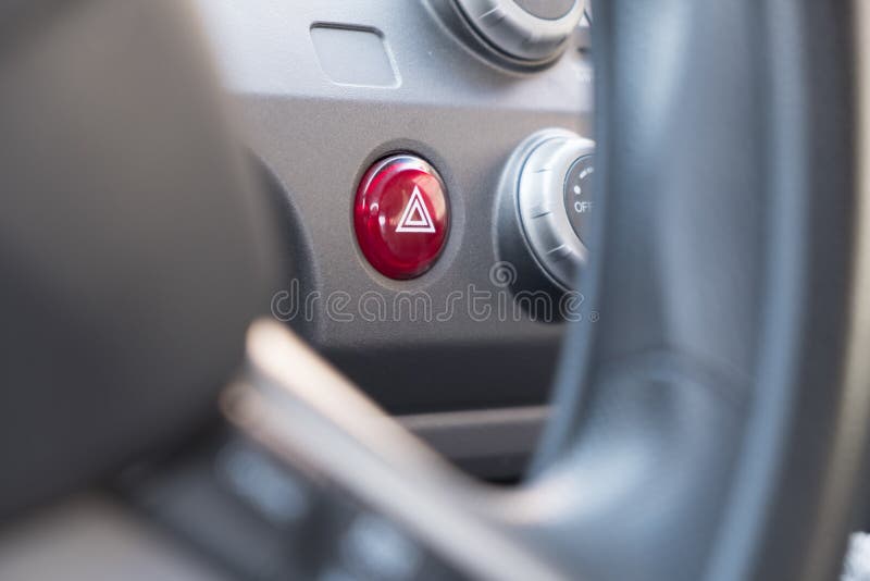 Hazard Warning Light Button with Triangle Stock Photo - Image of light ...
