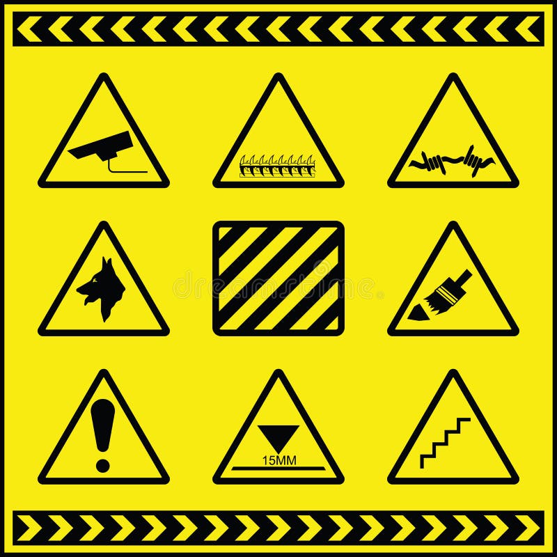Hazard Warning Signs 4 stock vector. Illustration of slippery - 12945342