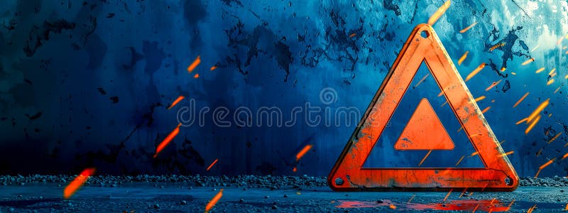 Hazard Warning Triangle on Blue and Orange Dynamic Background Stock ...
