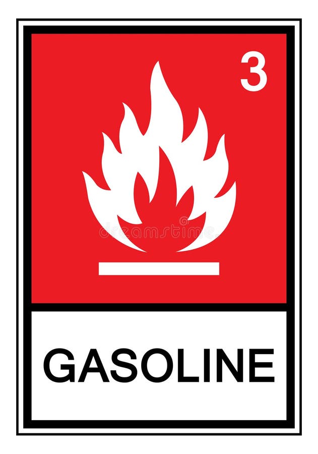 Hazardous Material Warning Sign for Gasoline with Fire Symbol and ...