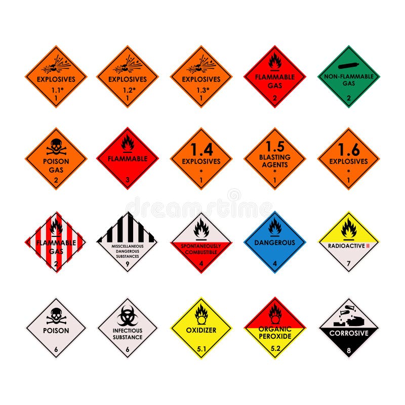 Hazardous Materials Vector Icons. Hazmat Labels Stock Vector ...