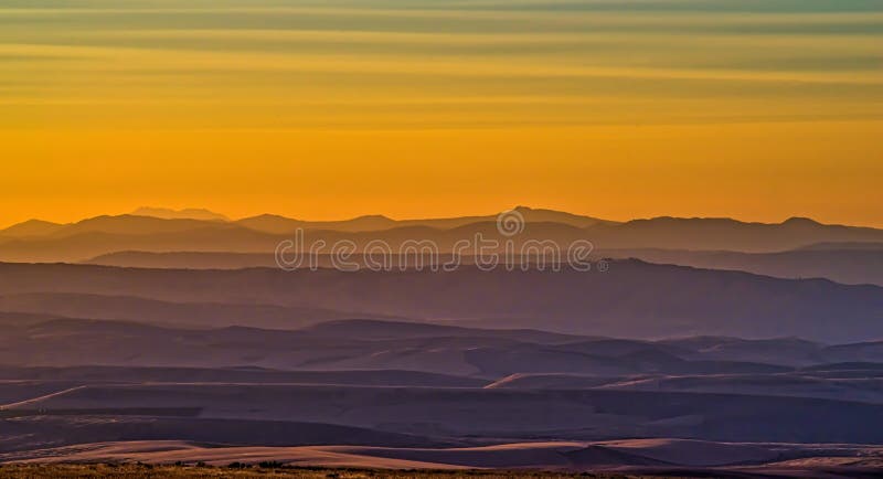 Haze in the Hills at Sunset Stock Photo - Image of orange, dusk: 96477646